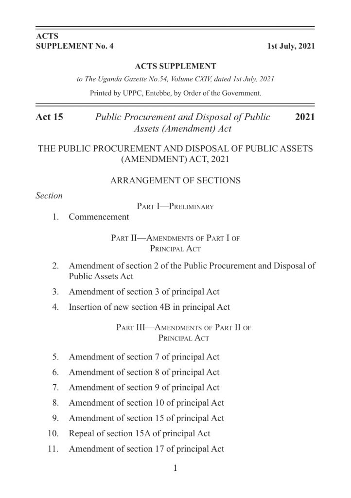 PPDA ACT AMMENDED – The Public Procurement and Disposal of Public ...